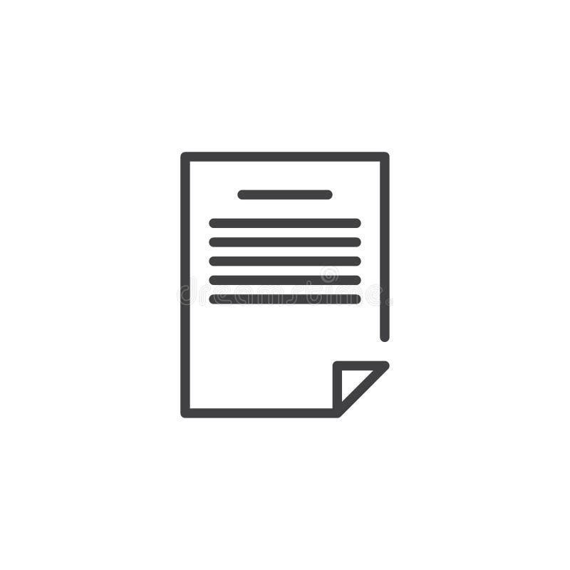 Text File Document Outline Icon Stock Vector - Illustration of list ...