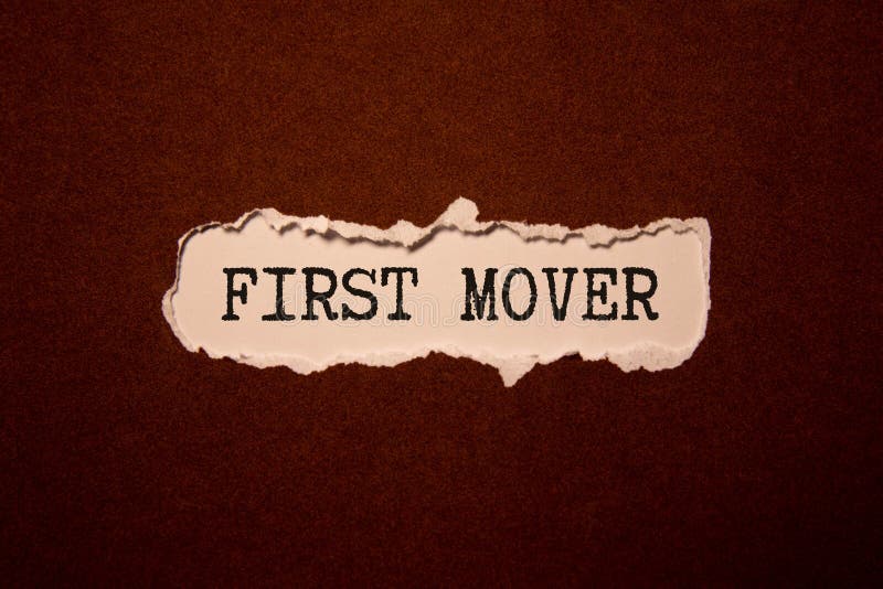 Text First Mover on the Short Note Texture Background. Stock Photo ...