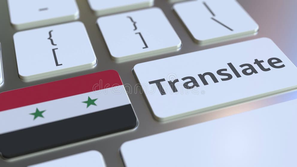 TRANSLATE Text and Flag of Syria on the Buttons on the Computer ...