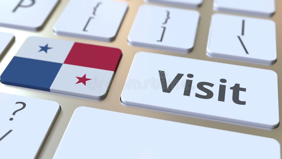 VISIT Text and Flag of Panama on the Buttons on the Computer Keyboard ...