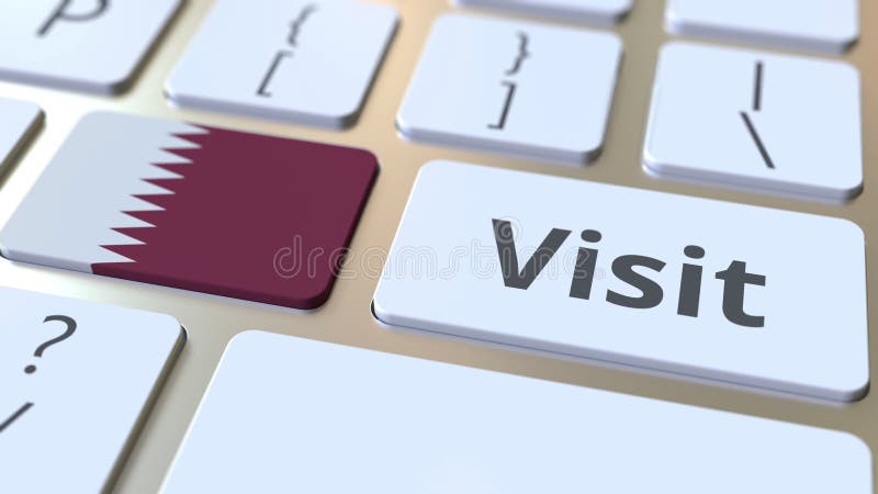 VISIT Text and Flag of Qatar on the Buttons on the Computer Keyboard ...
