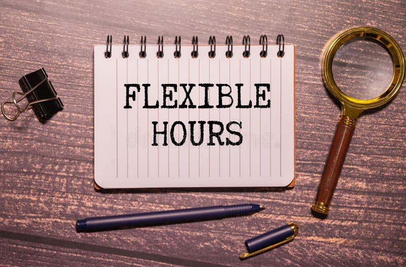 Text FLEXIBLE HOURS on White Paper on Clipboard with Chart and ...