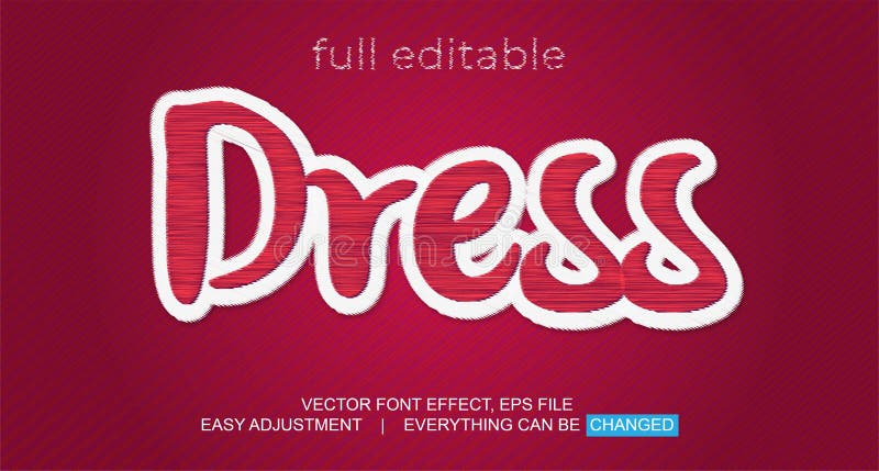 Text Font Effect Editable Vector Template, with the Style of Sewing ...