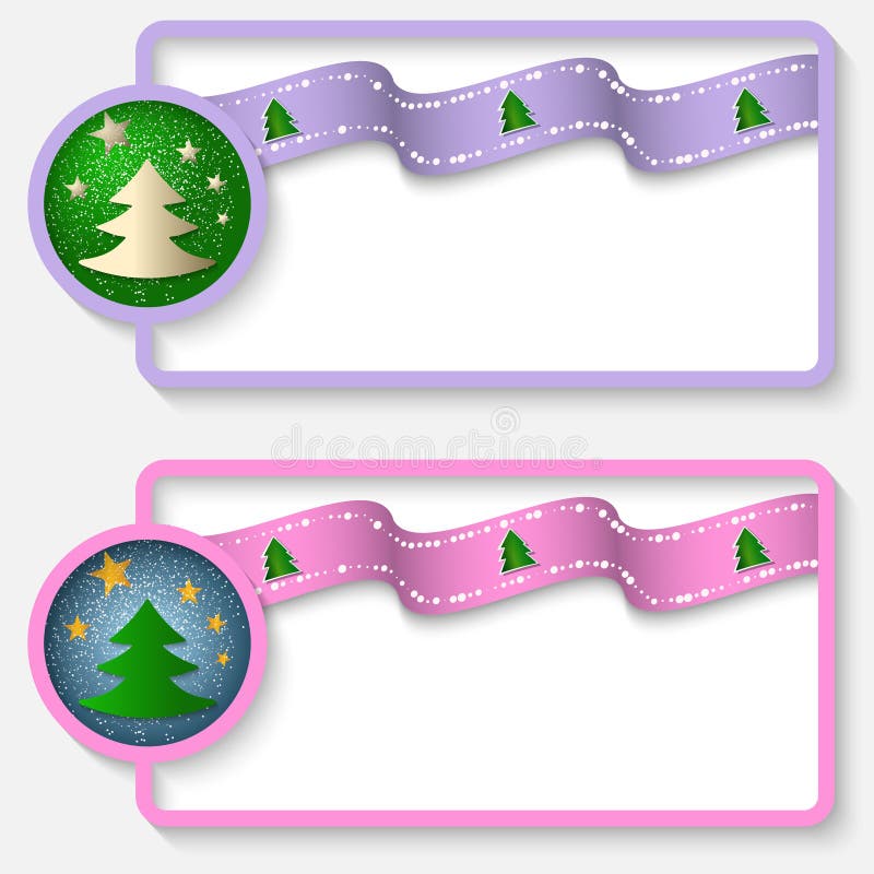 Text Frame with a Christmas Tree and Ribbon Stock Vector - Illustration ...