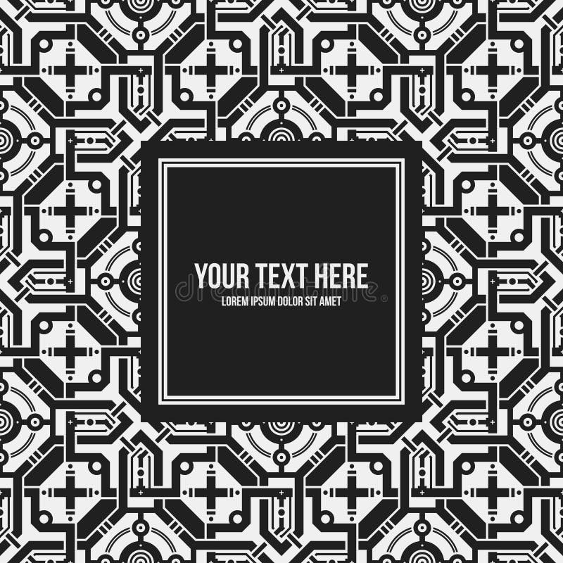 Text Frame Template with Monochrome Pattern Stock Vector - Illustration ...