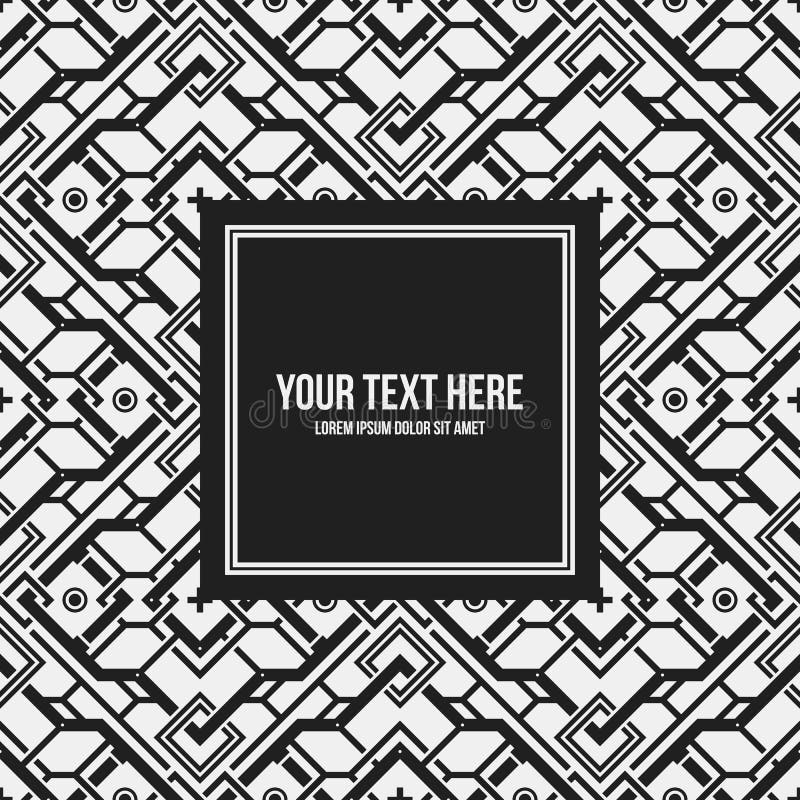 Text Frame Template with Monochrome Pattern Stock Vector - Illustration ...