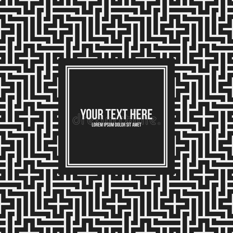 Text Frame Template with Monochrome Pattern Stock Vector - Illustration ...