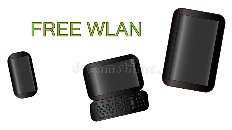 Free Wireless Lan with Set of it Equipment Stock Vector - Illustration ...