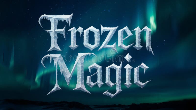 Text Frozen Magic stock image. Image of script, aurora - 339848757