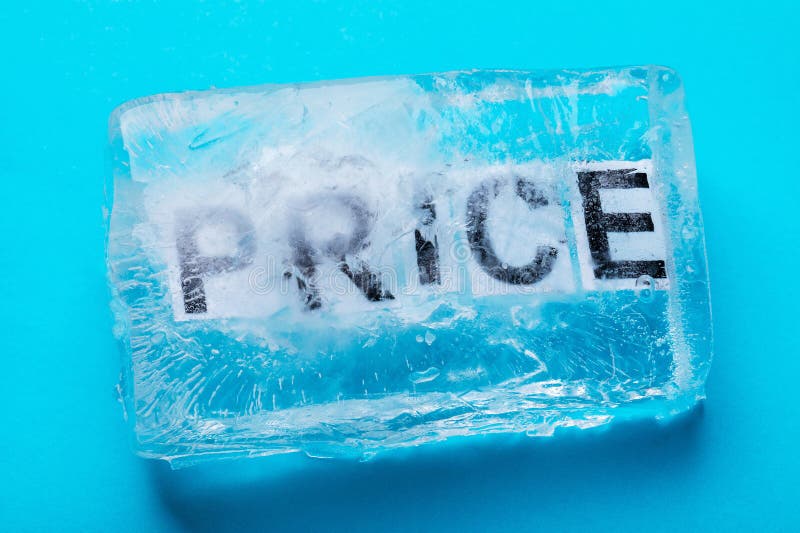Text Frozen in a Piece of Ice on a Blue Background, Concept on the ...
