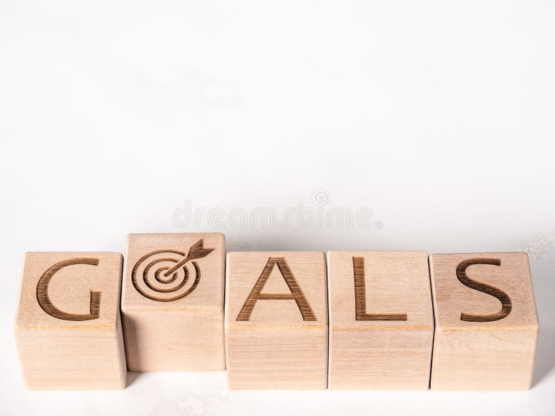 Text GOALS on Wooden Cubes As Motivation Concept Stock Illustration ...