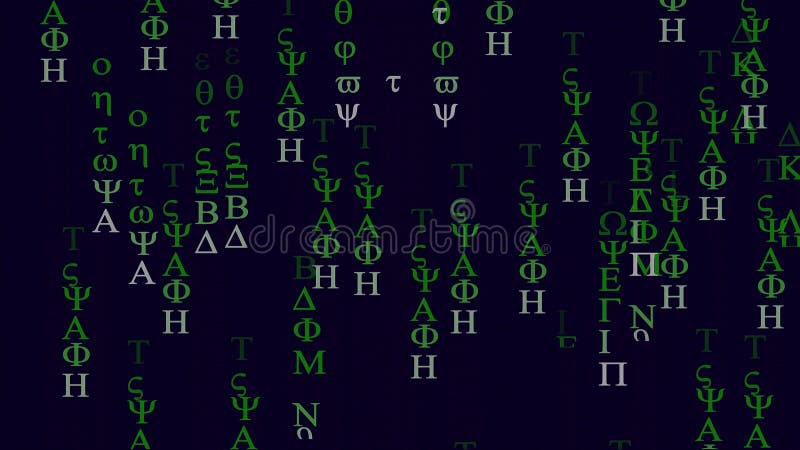 Text and Grids 1006: Rows of Symbols and Code Scroll on a Black Screen.Stream of Cryptic Symbols ...