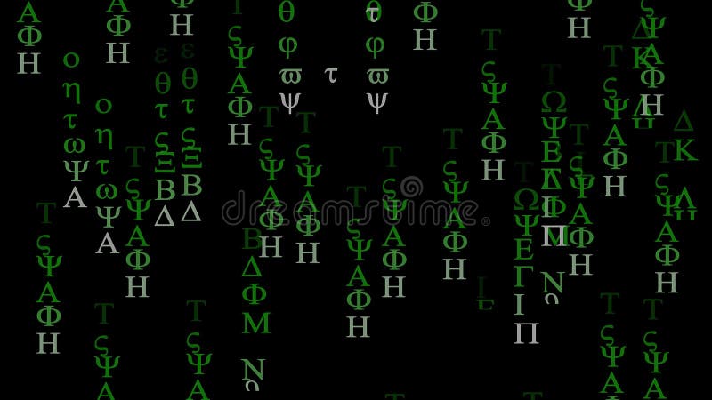 Text and Grids 1006: Rows of Symbols and Code Scroll on a Black Screen ...