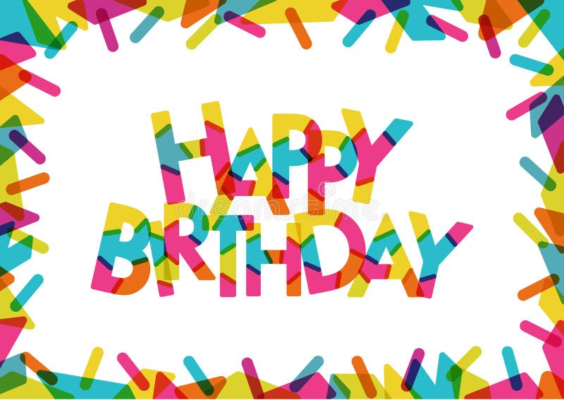 Text Happy Birthday with Cheerful Shapes and Colors. Decorative Stock ...