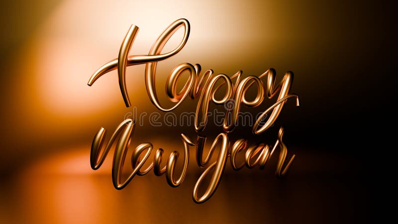 Text Happy New Year in Gold. Stock Illustration - Illustration of gold ...