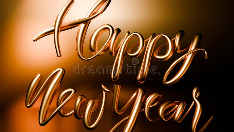 Text Happy New Year in Gold. Stock Illustration - Illustration of logo ...
