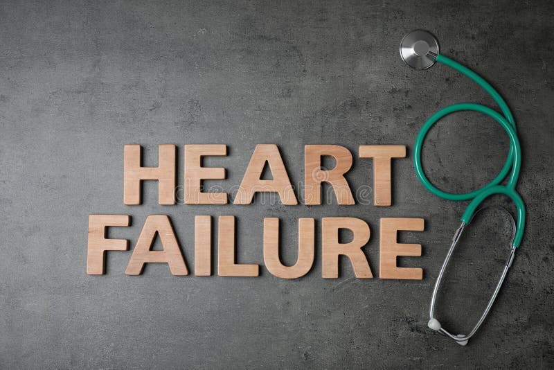Text Heart Failure and Stethoscope on Grey Background Stock Image ...