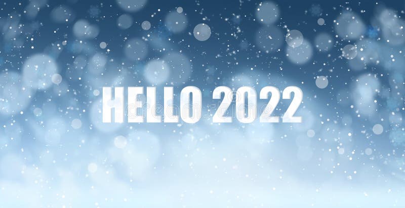 Text Hello 2022 on Blue Background, Bokeh Effect. Banner Design Stock ...