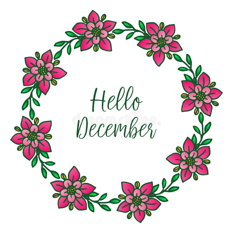 Text Hello December, with Seamless Pink Flower Frame. Vector Stock ...