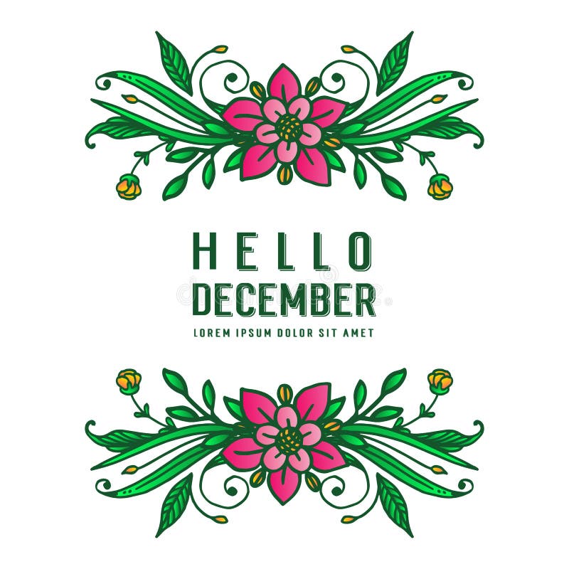 Text Hello December, with Seamless Pink Flower Frame. Vector Stock ...