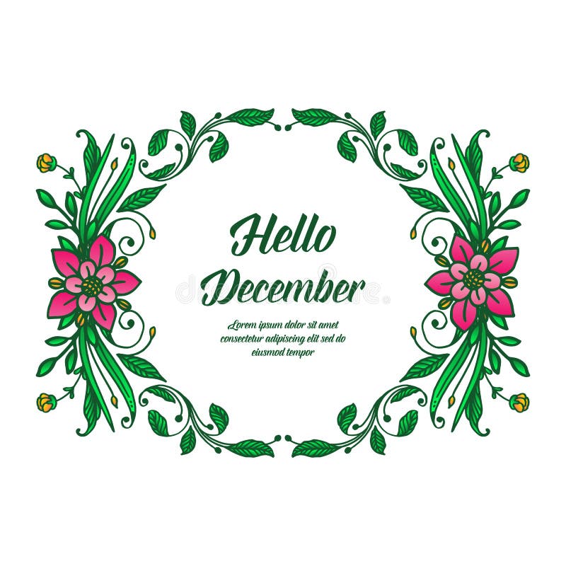 Text Hello December, with Seamless Pink Flower Frame. Vector Stock ...