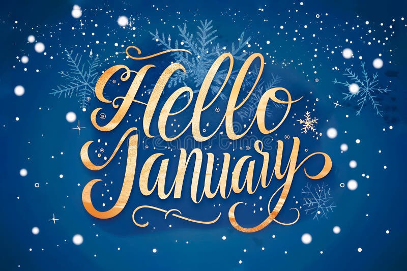 Text Hello January Written in Elegant Script Stock Image - Image of ...