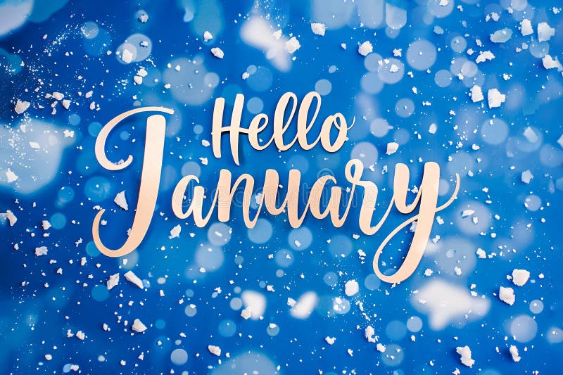 Text Hello January Written in Elegant Script Stock Photo - Image of ...