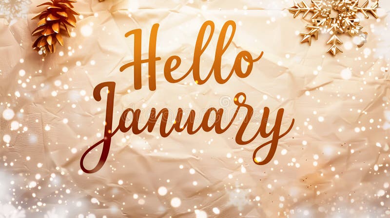 Text Hello January Written in Elegant Script Stock Image - Image of ...