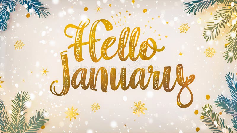 Text Hello January Written in Elegant Script Stock Image - Image of ...