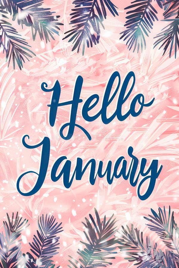 Text Hello January Written in Elegant Script Stock Image - Image of ...