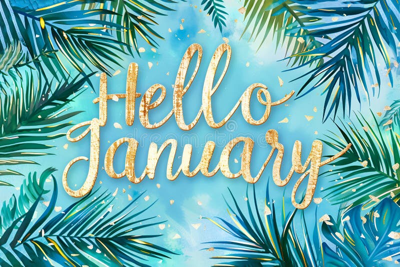 Text Hello January Written in Elegant Script Stock Photo - Image of ...