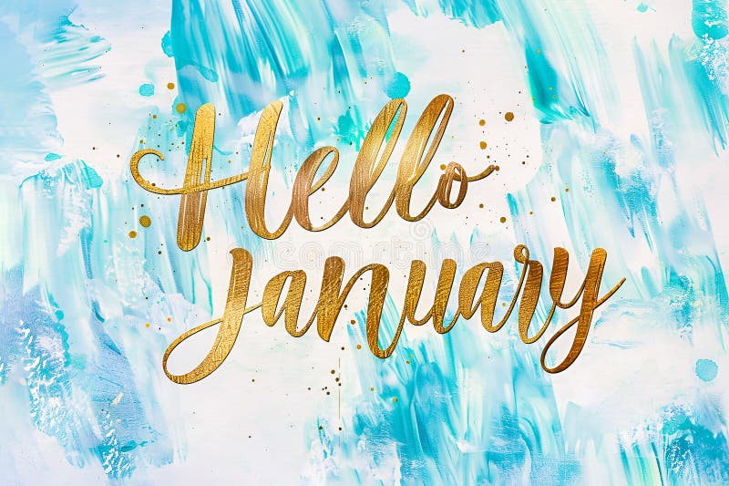 Text Hello January Written in Elegant Script Stock Image - Image of ...