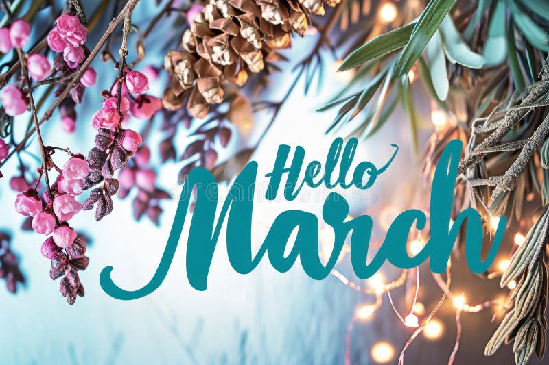 Text Hello March on Event Seasonal Background. Generative AI Stock ...