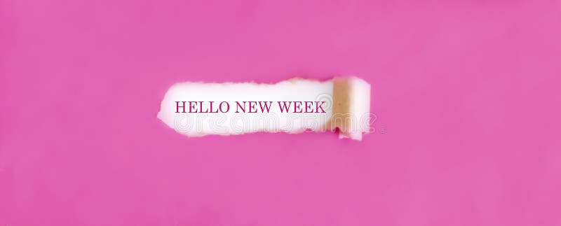 Text HELLO NEW WEEK Appearing Behind Torn Pink Paper Stock Image ...