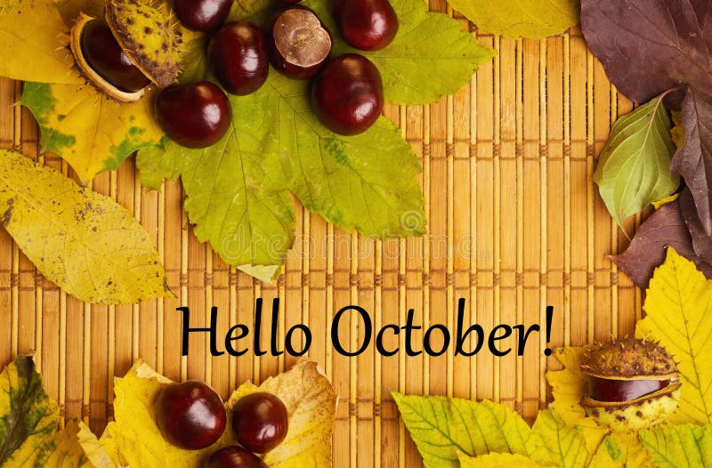 Text Hello October on Rustic Background Stock Image - Image of peeled ...