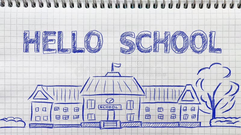 Hello School. Illustration on a Notebook Page in a Cell Stock Video ...
