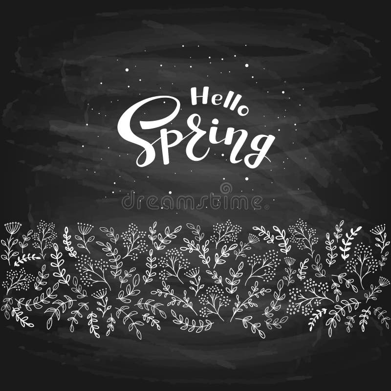 Chalkboard Spring Flowers stock vector. Illustration of spring - 46704356