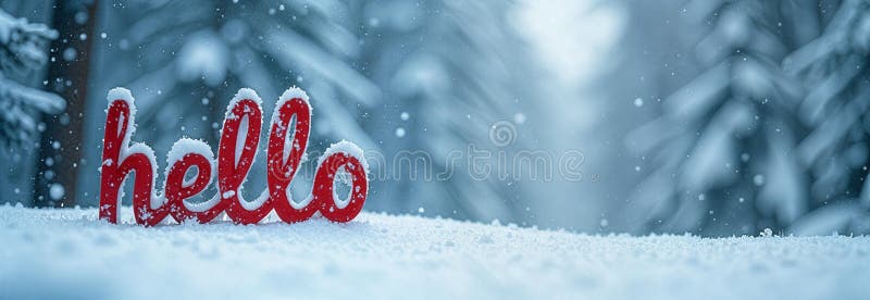 Text Hello on Winter Snow Background Stock Illustration - Illustration ...
