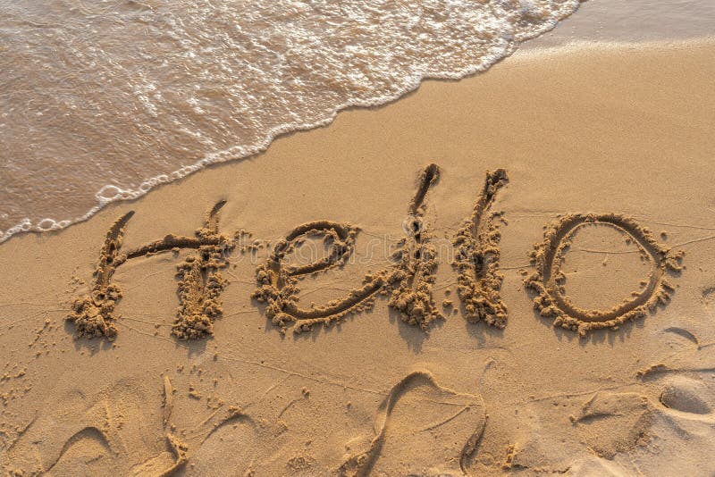 Writing Welcome On The Beach Stock Photo - Image of wave, surface: 36007938