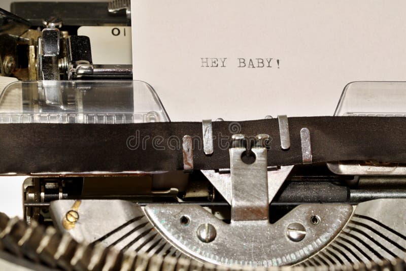 Text Hey Baby Typed on Old Typewriter Stock Photo - Image of message ...