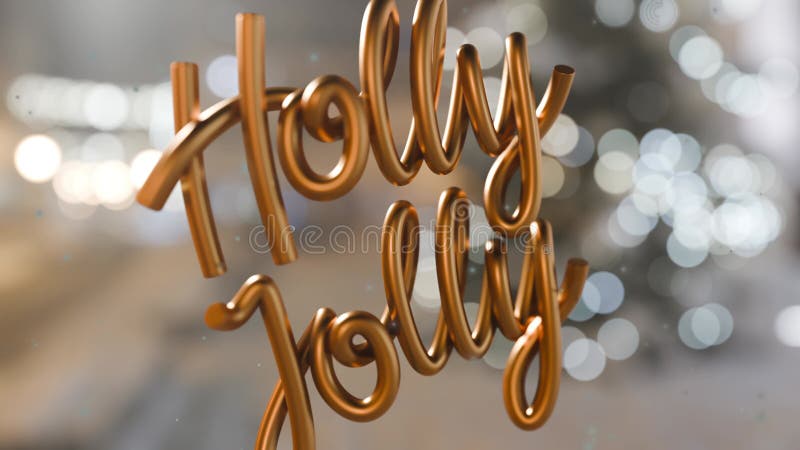 Text Holly Jolly in gold. stock footage. Video of calligraphy - 352620020