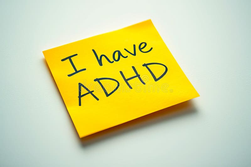 Text I Have ADHD on Yellow Note Stock Image - Image of background ...