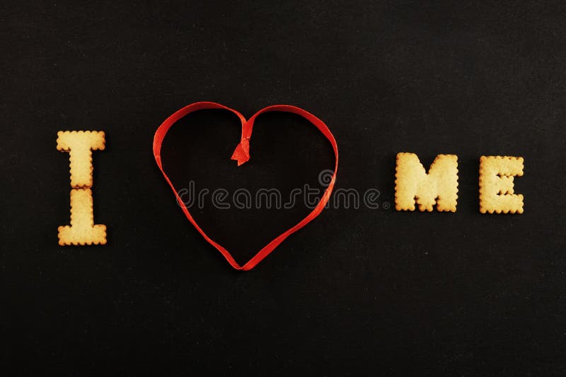 Text I heart me on black stock photo. Image of message - 83938624