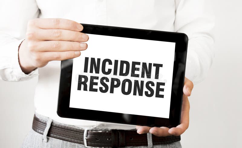 Text INCIDENT RESPONSE on Tablet Display in Businessman Hands on the ...