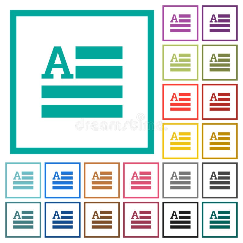 Text Initials Flat Color Icons with Quadrant Frames Stock Vector ...