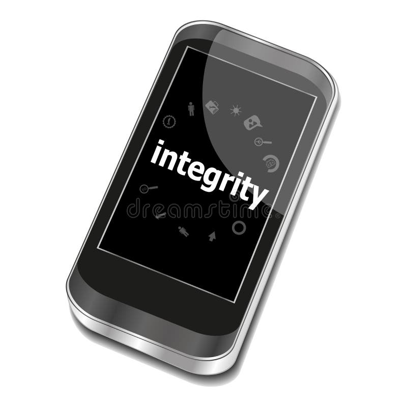 Text Integrity. Business Concept . Smartphone with Web Application Icon ...