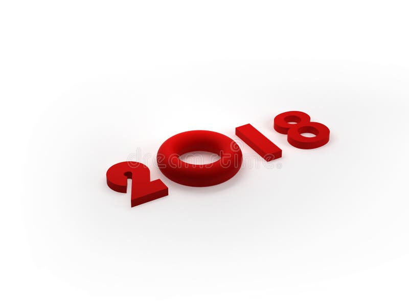 2018 Text Isolated, Happy New Year, 3D Render Illustration Stock ...