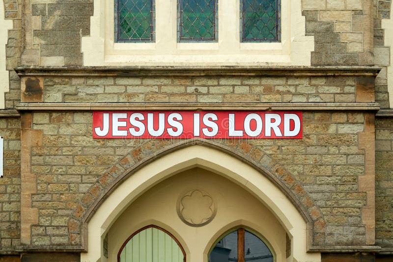 Text "Jesus is Lord" Writing on the Wall of an Old, Medieval Church ...