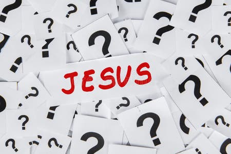 The Text of Jesus with Question Marks Stock Image - Image of conceptual ...