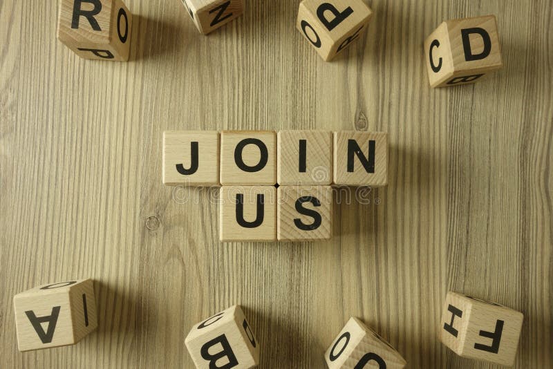 Text Join Us from Wooden Blocks Stock Image - Image of marketing ...